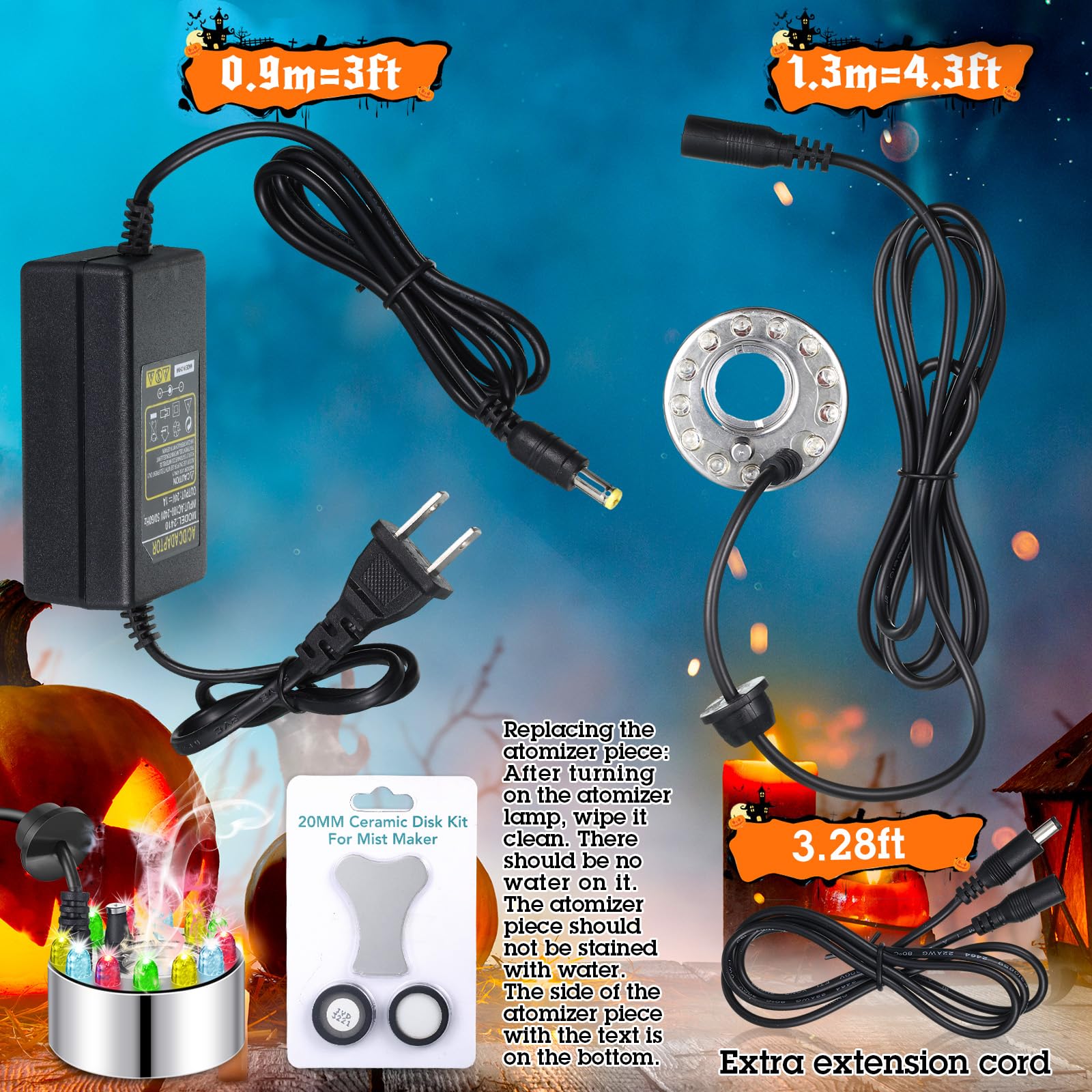 Copkim 4 Pcs Halloween Ultrasonic Mist Maker Fogger — 12 LED Water ...