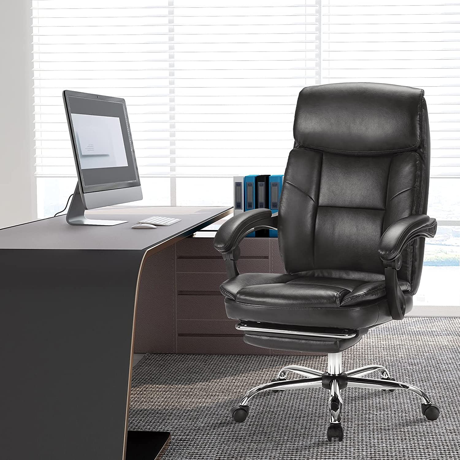 Executive Office Chair, Ergonomic Big and Tall Leather Swivel Rolling ...