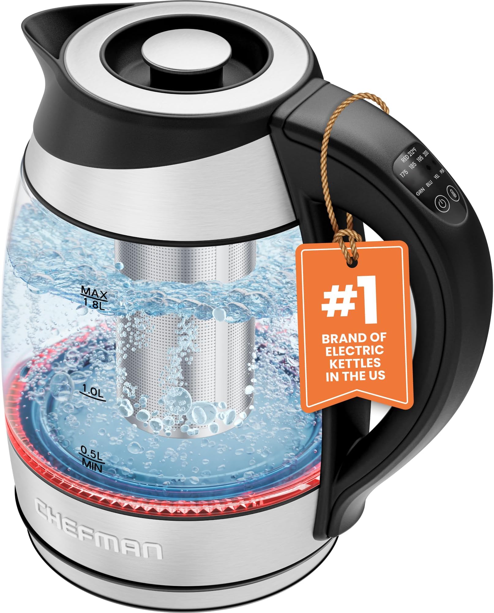 Amazon.com: Russell Hobbs Glass 1.7L Electric Kettle, Black & Stainless ...