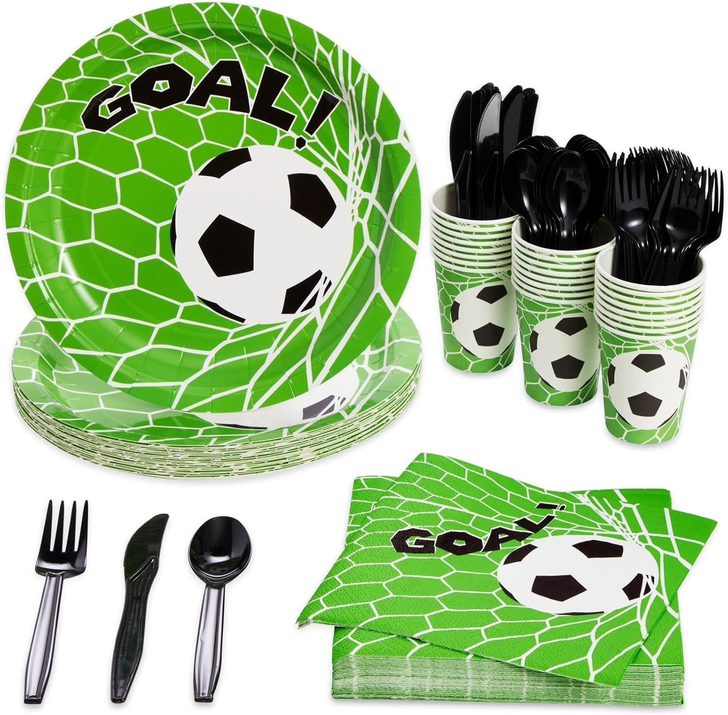 Amazon.com: Juvale 144-Piece Soccer Party Supplies with Plates ...