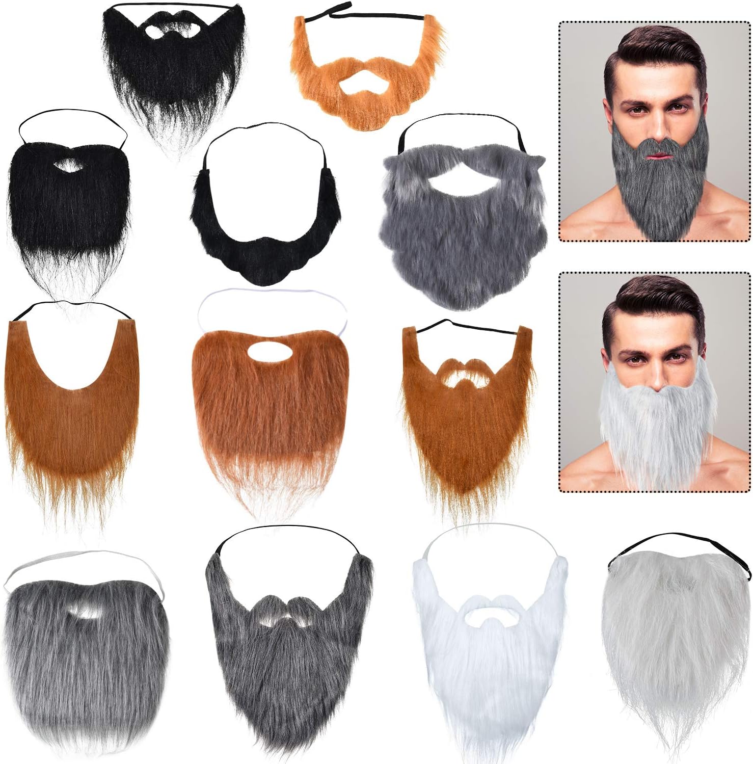 Amazon.com: WILLBOND 12 Pcs Halloween Fake Beard Funny Fake Mustache ...