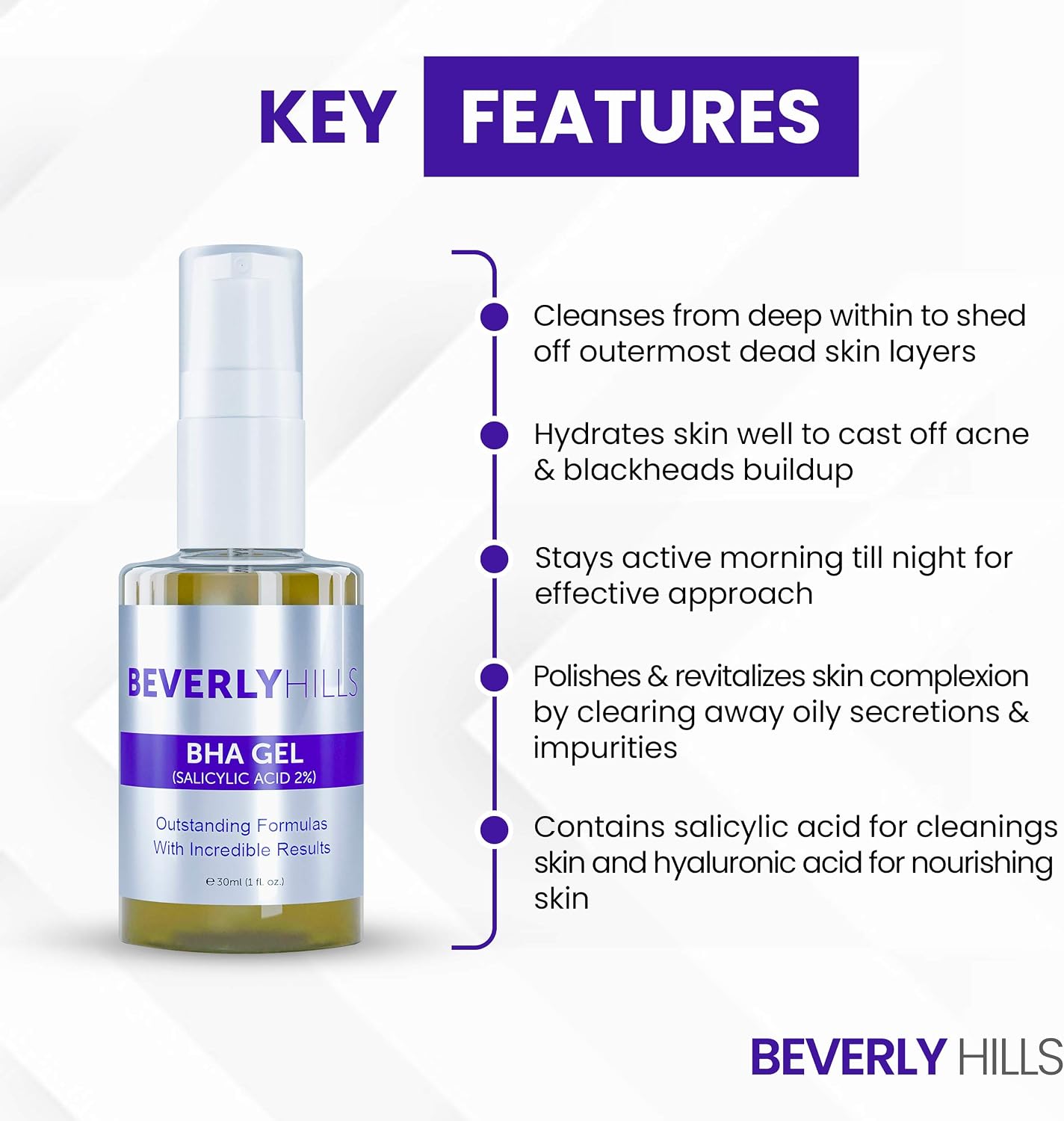 Beverly Hills BHA Gel 2% Salicylic Acid Max Blemish and Acne Treatment ...