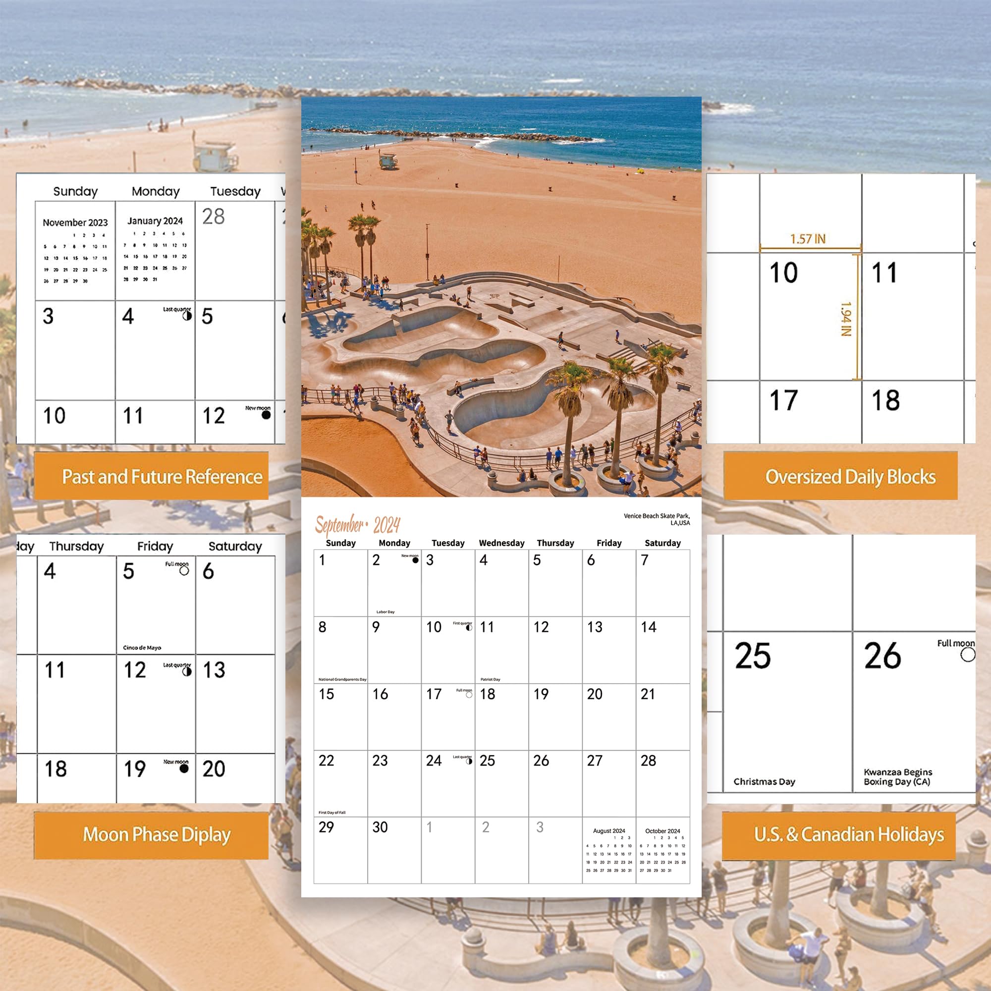 Snapklik.com : 2024 Wall Calendar BEACHES, 18 Months Hangable Wall ...