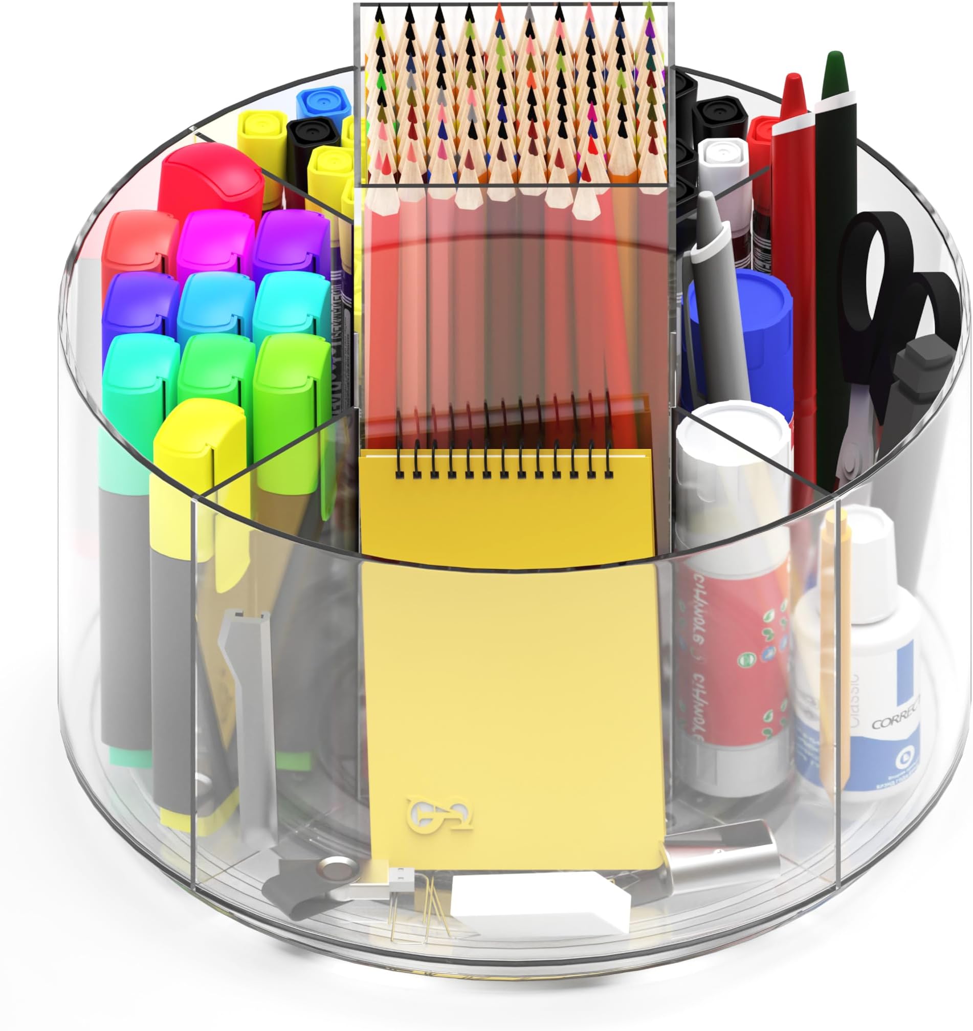 Amazon.com: UpChoNice Acrylic Pen Holder for Desk, 360 Degree Rotating ...