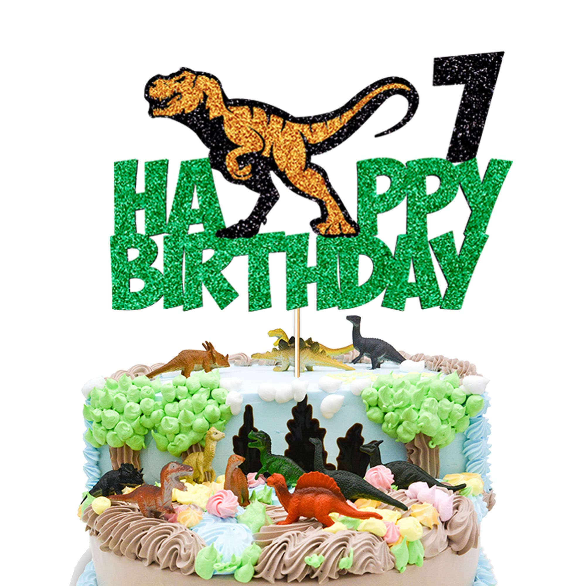 Snapklik.com : Dinosaur 7th Theme Cake Topper 7th Childrens Birthday ...