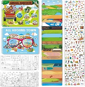 Amazon.com: Elfew 2 Pack Sticker Books for Kids Ages 2-4,4-8(1000 ...