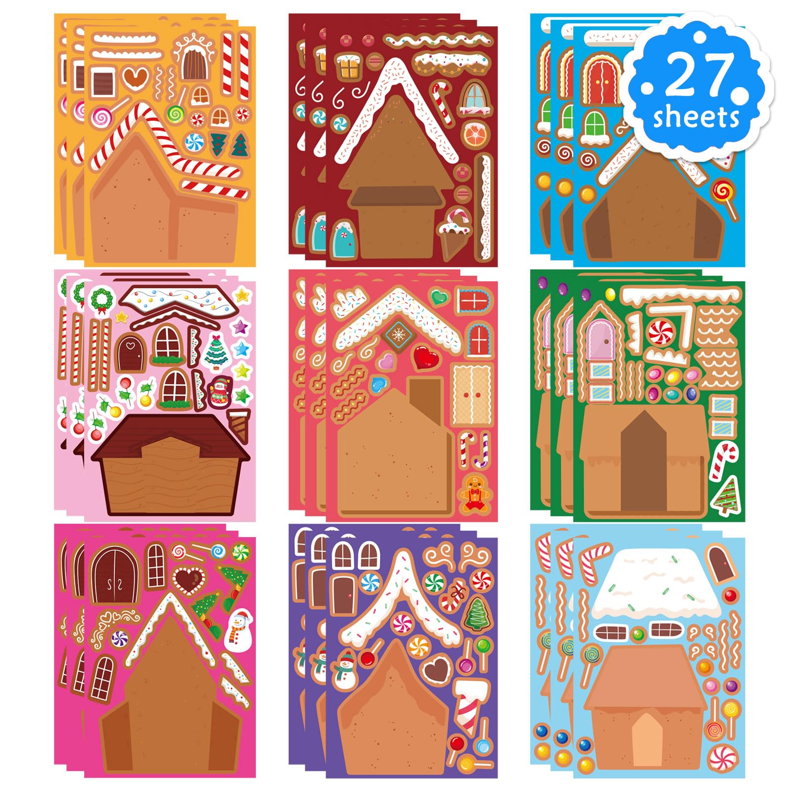 Amazon.com: Make a Gingerbread House Stickers 27 PCS Make Your Own ...