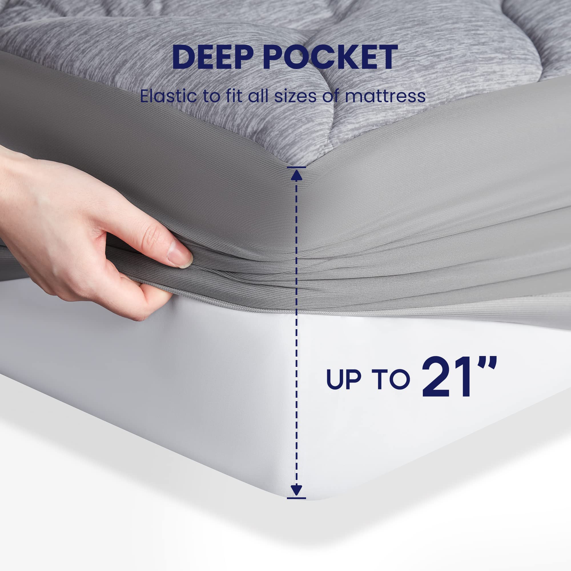 Instant Cooling Mattress Topper King Size for Hot Sleepers, Quilted ...