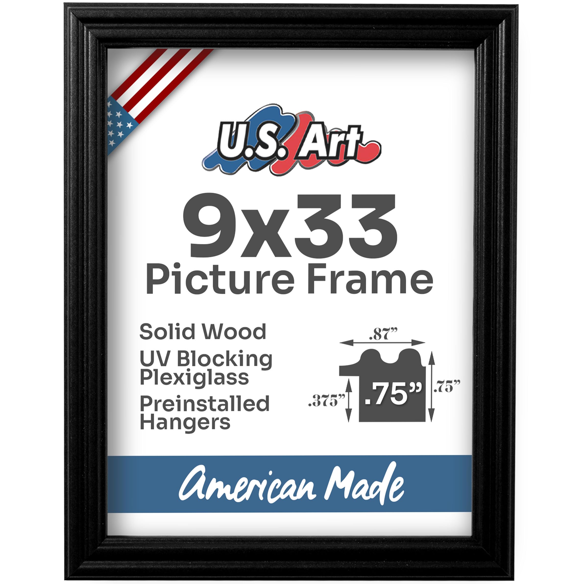 Amazon.com - US Art 9x33 Black .75 in Wooden Photo Picture Poster Frame ...