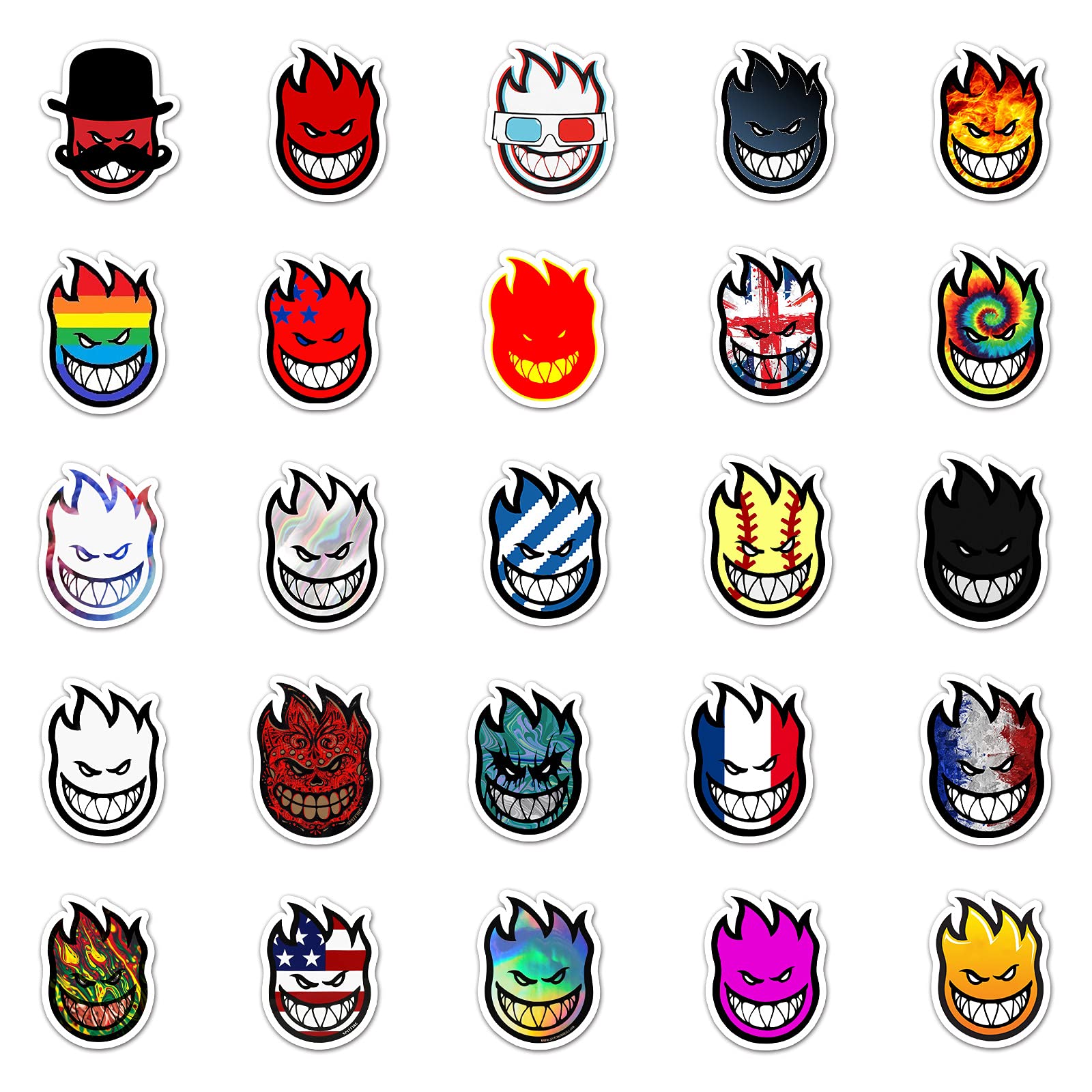 50pcs Cool Spitfire Stickers Colorful Fire Man Doodle PVC Waterproof ...