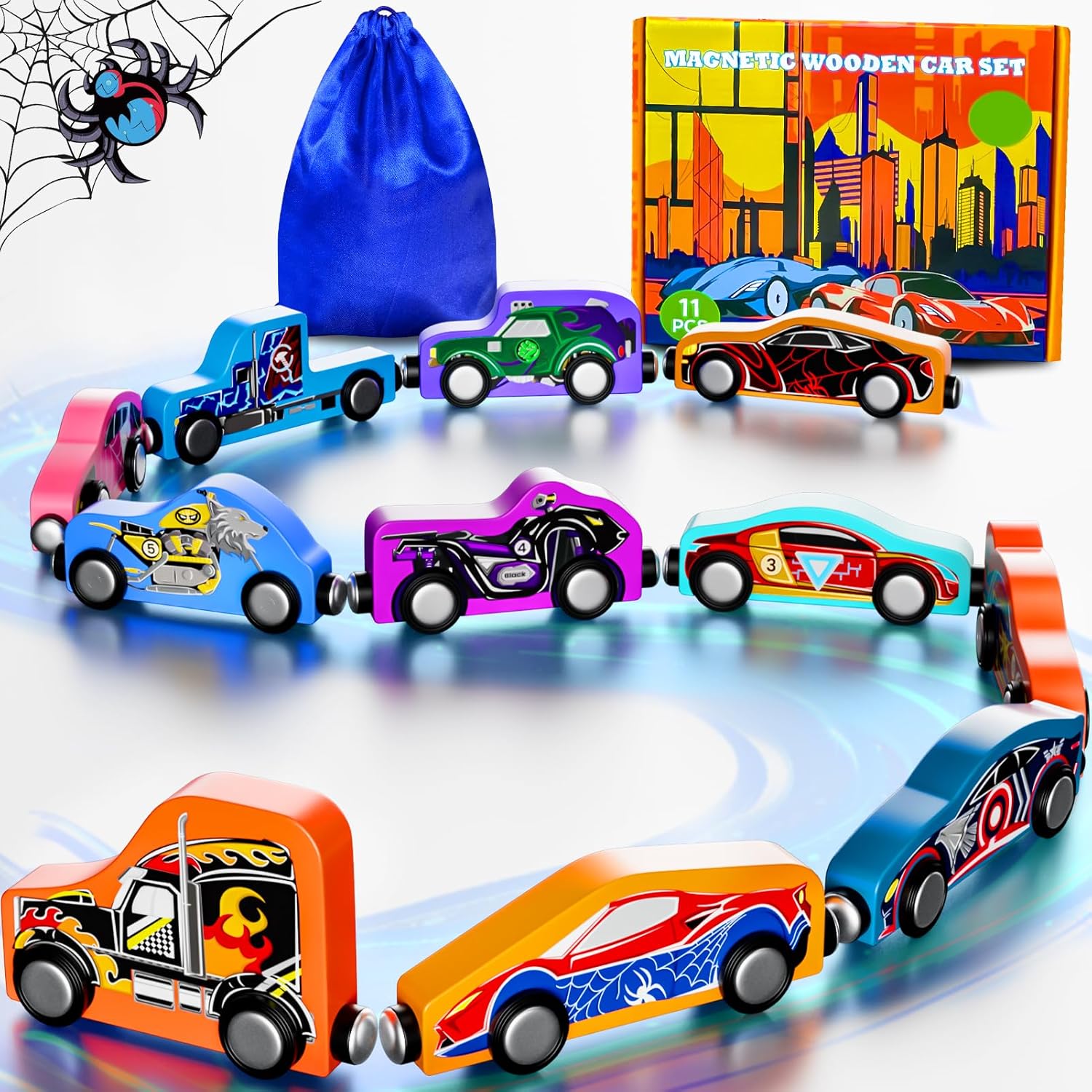 Amazon.com: Toys for Boys Kids: 11 Magnetic Train Car Set, Spider-Toys ...