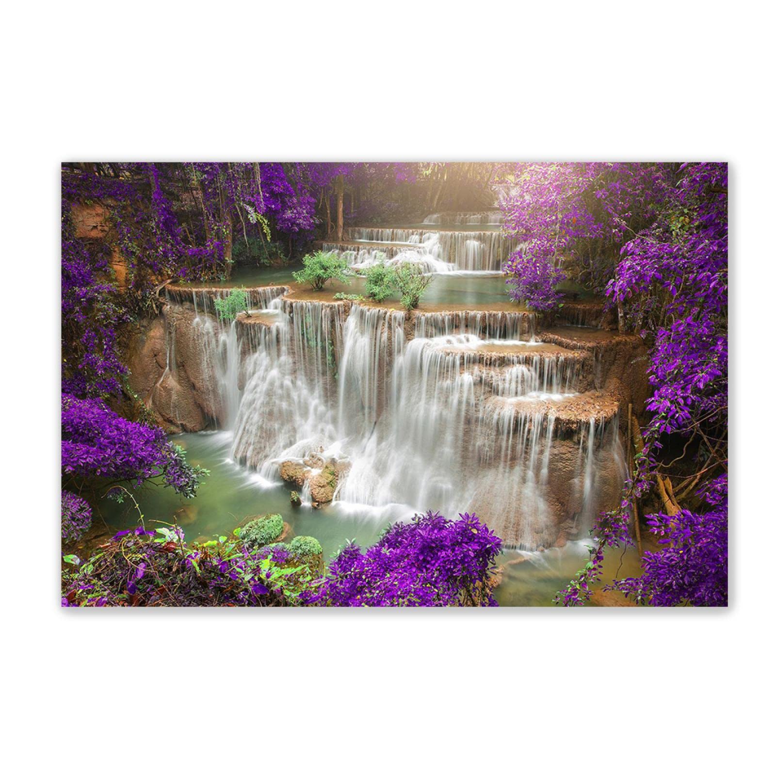 Purple Flowers With Waterfalls