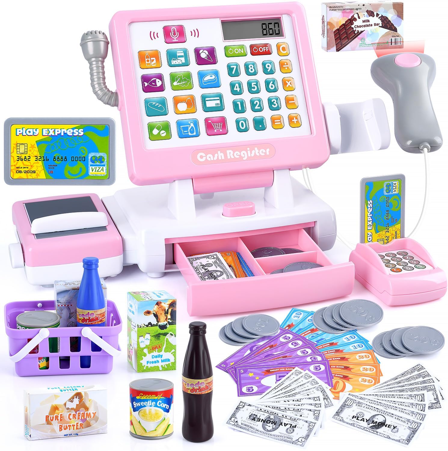 Amazon.com: PLAY Kids Cash Register Toy - Pretend Play Calculator ...