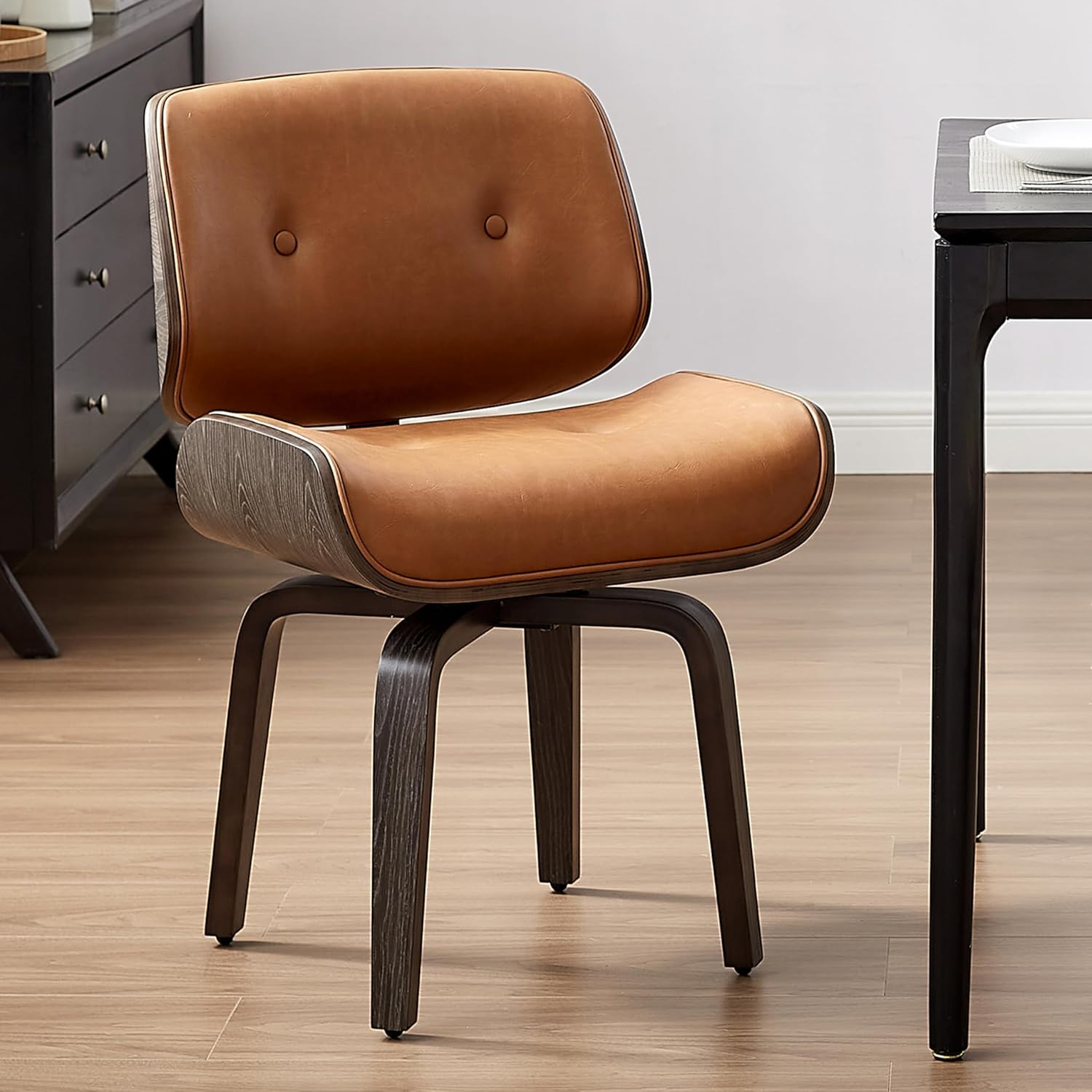 Amazon.com: Art Leon Desk Chair No Wheels, Faux Leather Upholstered ...
