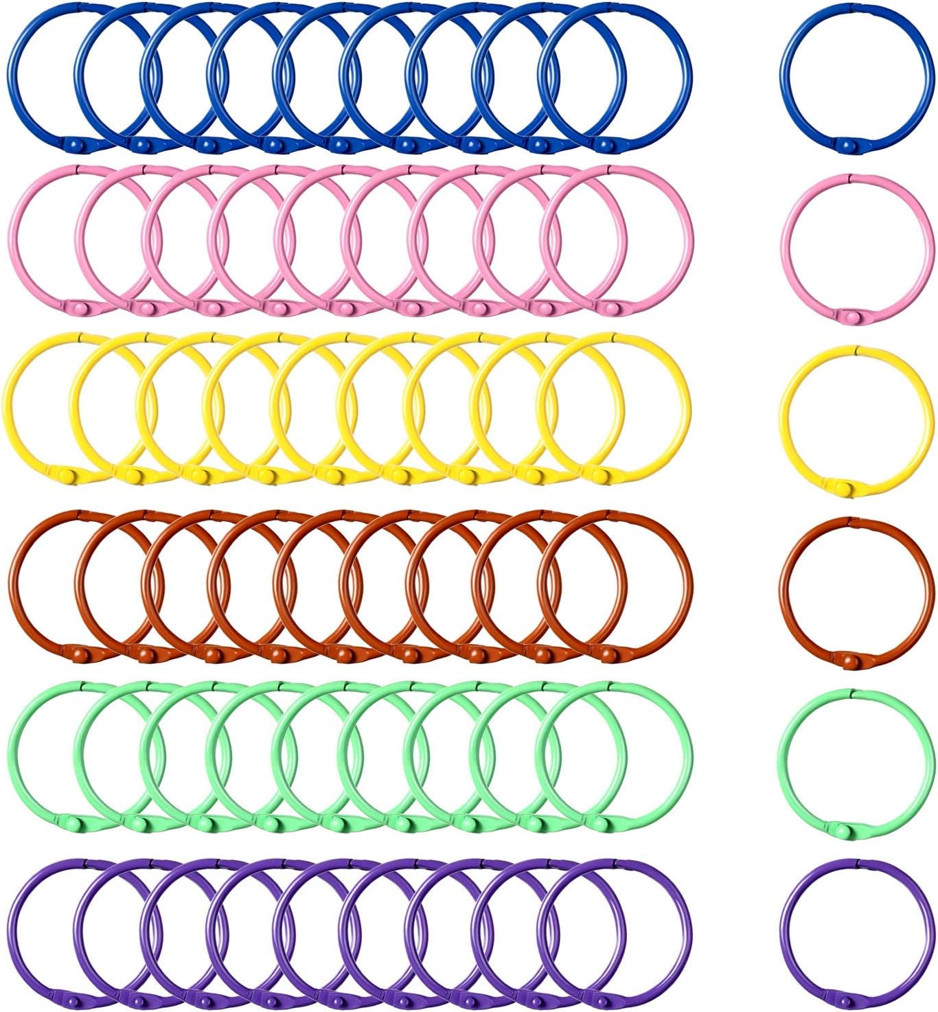 60 Pieces Metal Binder Rings Colorful Keychains Loose Leaf Binder Ring ...