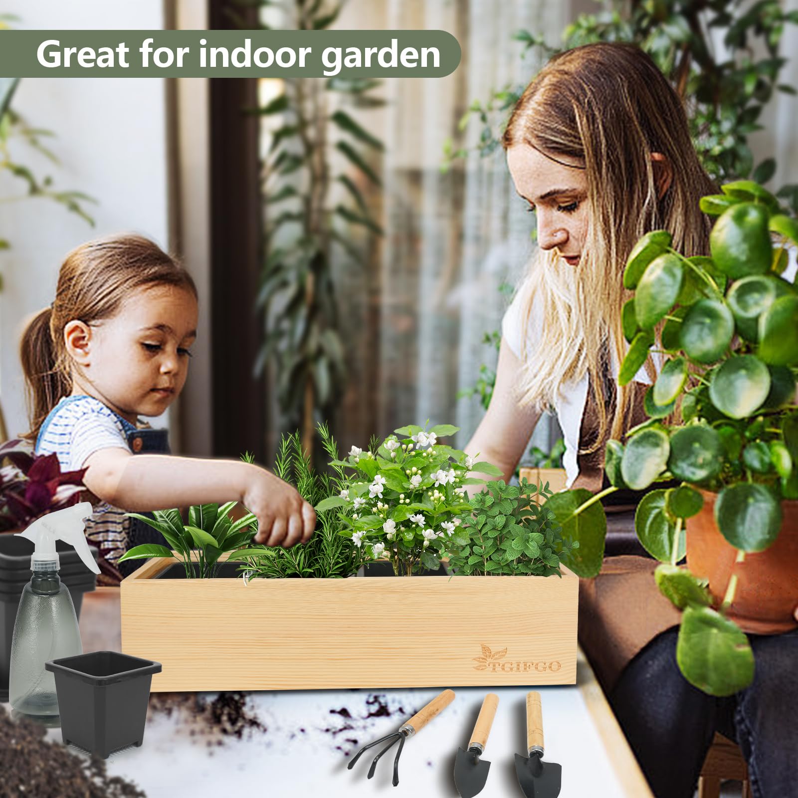 Inside Herb Garden Kit In A Wood Box Amazon.com : Deluxe Indoor