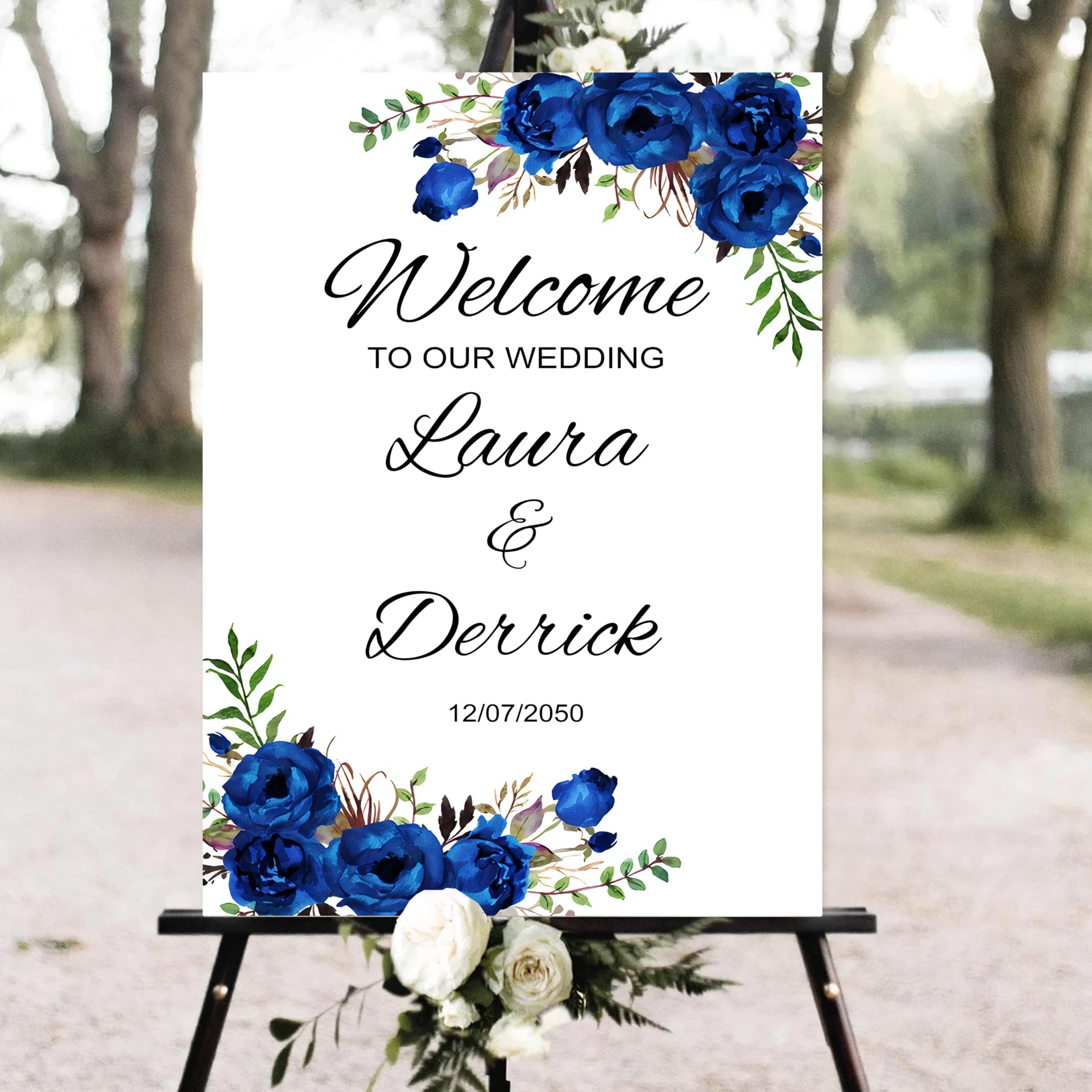 Amazon.com: Personalized Wedding Welcome Sign, Flower Custom Wedding ...