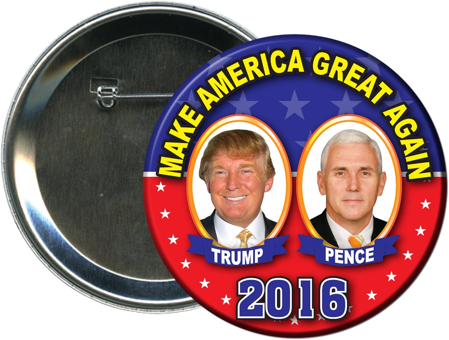Amazon.com: Donald Trump and Mike Pence Round 2016 Campaign Button 4 ...