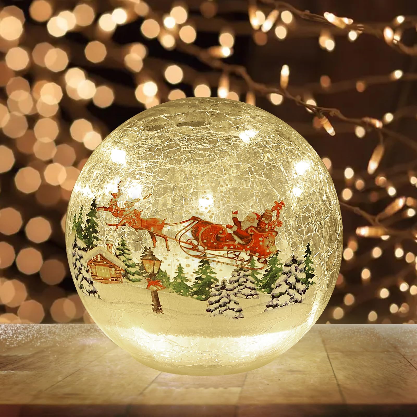 Amazon.com: Glass Christmas Lamp - 5.5 Inch Battery Operated Glass ...