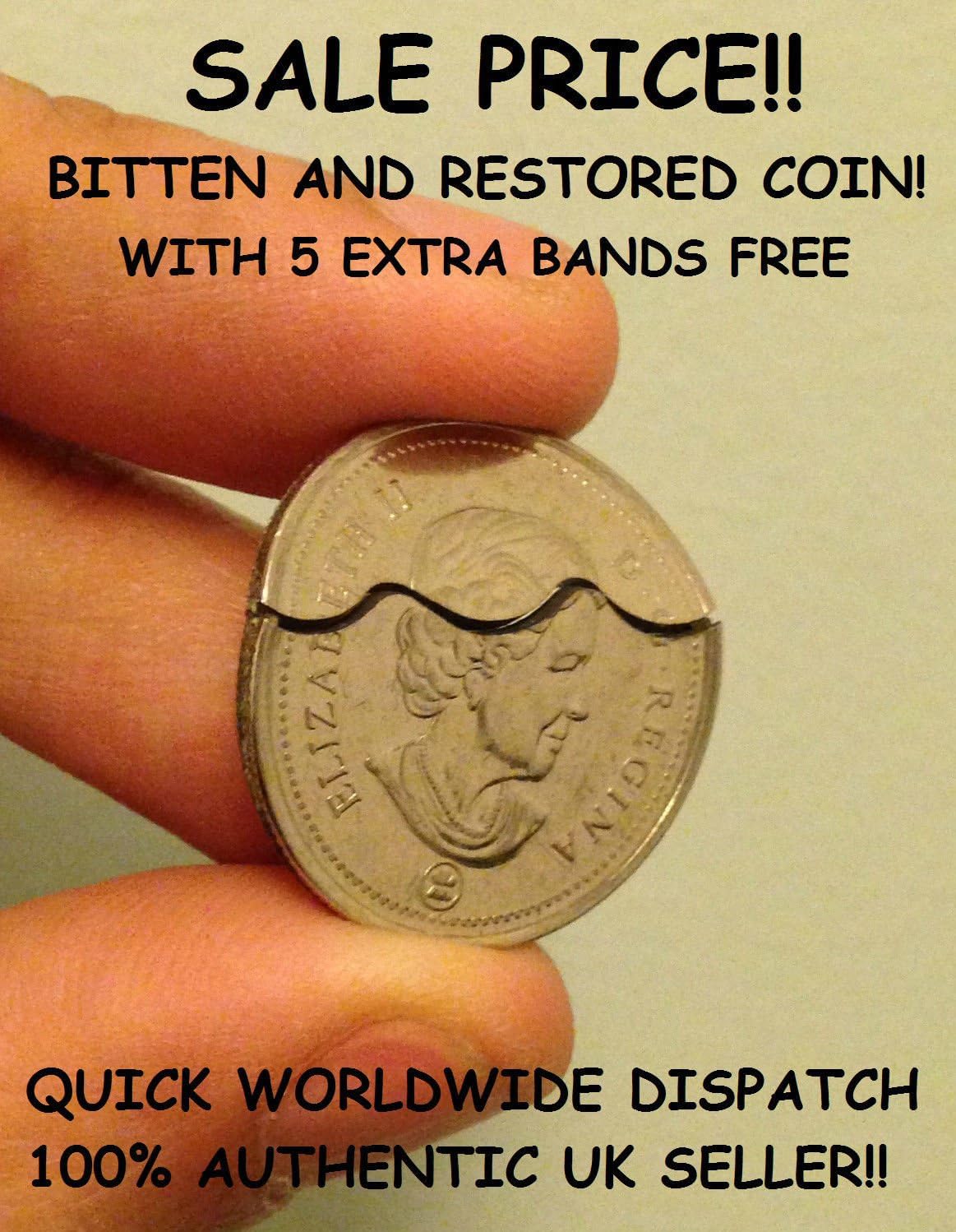 Canadian Quarter / 25 Cent Bitten and Restored Coin [David Blaine Bite ...