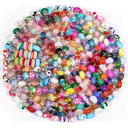 Amazon.com: 120 Pieces Assorted European Craft Beads Large Hole ...