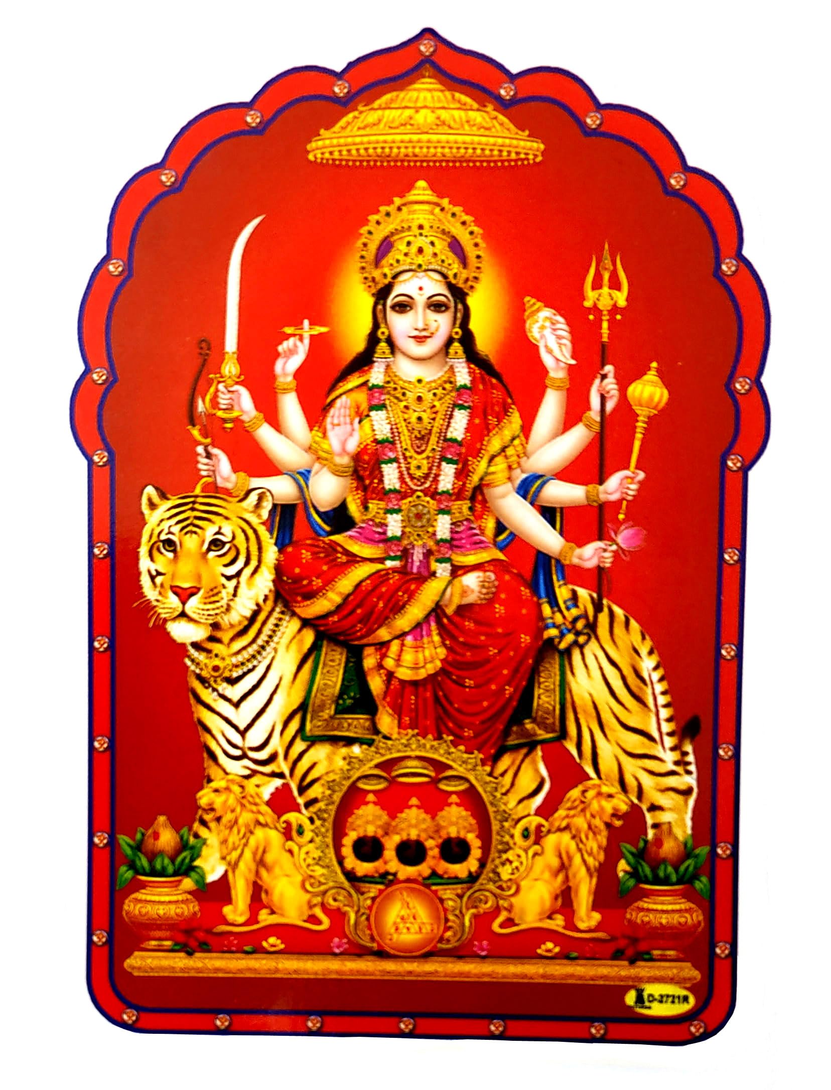 Durga Hindu God Stunning Maa Durga Photo Frame,immaculate Wooden Frame