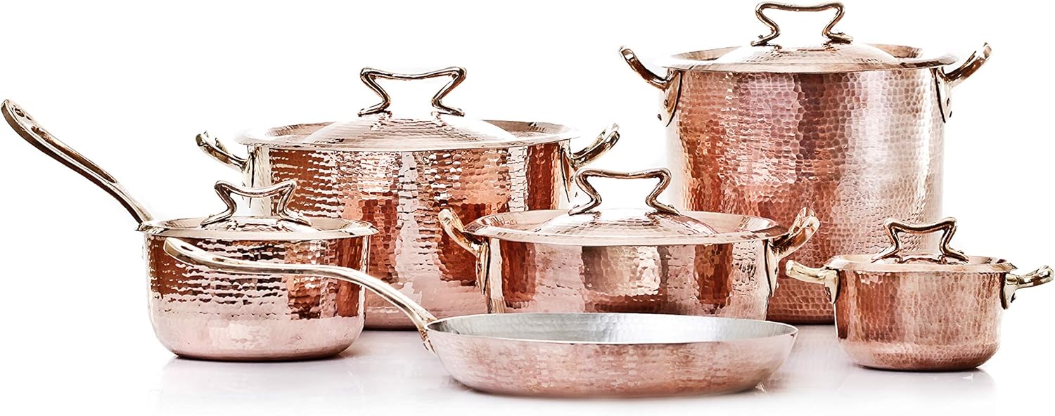 Amazon.com: Amoretti Brothers Hammered Copper Cookware Set of 11 ...