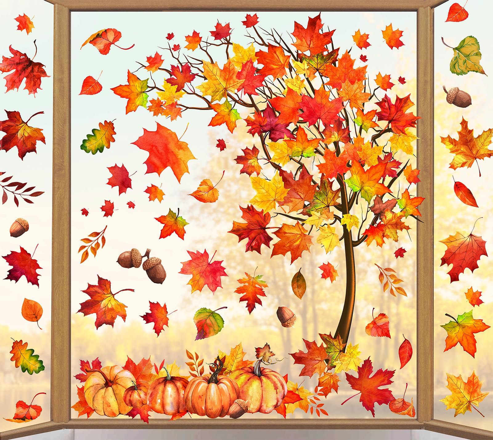 Amazon.com: JarThenaAMCS 9 Sheet Fall Thanksgiving Window Clings Maple ...