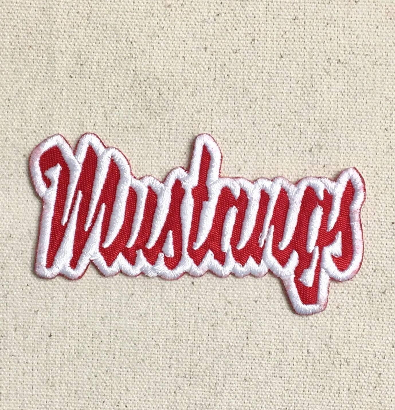 Amazon.com: (2" x 4") Mustangs, Embroidered, Iron on Patch (Red Twill ...