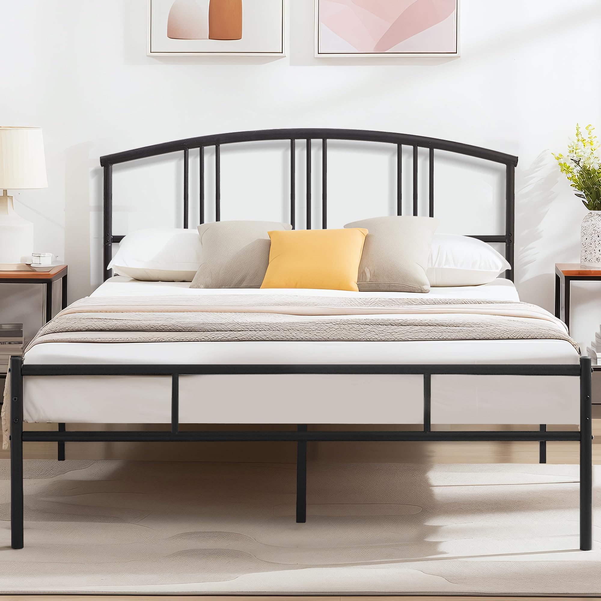 Amazon.com: VECELO 14 inch Queen Bed Frame Metal Platform Mattress ...