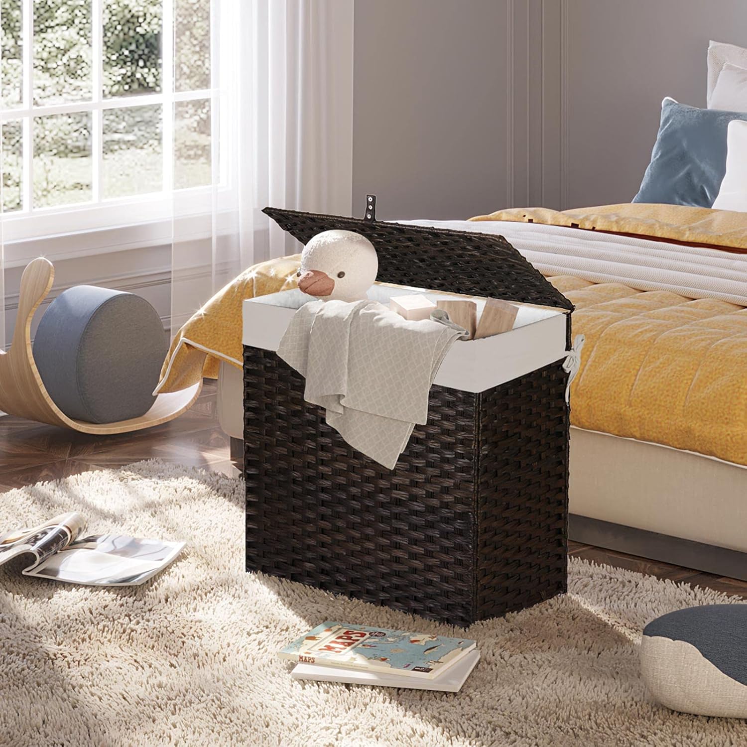 Greenstell 125L Handwoven Rattan Laundry Hamper with Lid (Model: hq ...