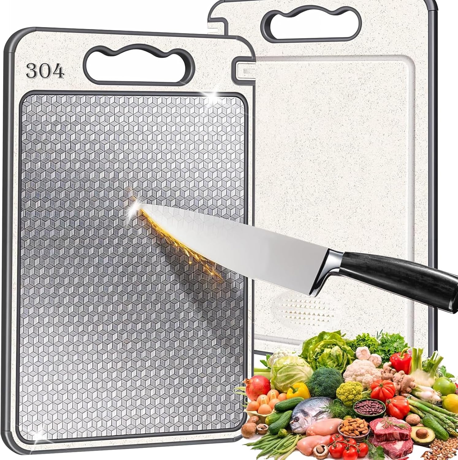 Amazon.com: 304 Stainless Steel Cutting Board for Kitchen, Stainless ...