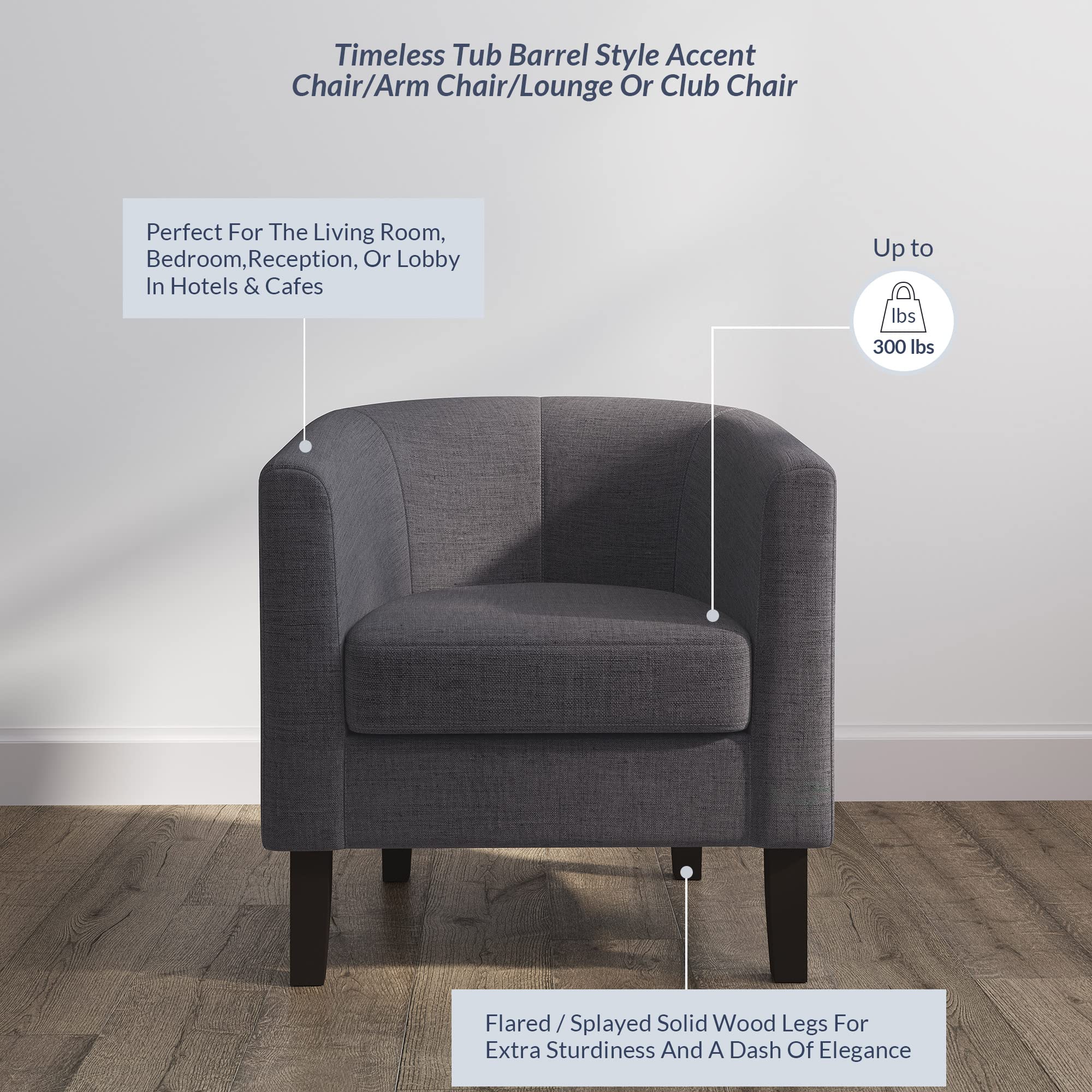 Snapklik.com : BELLEZE Living Room Chair, Linen Round Accent Barrel ...