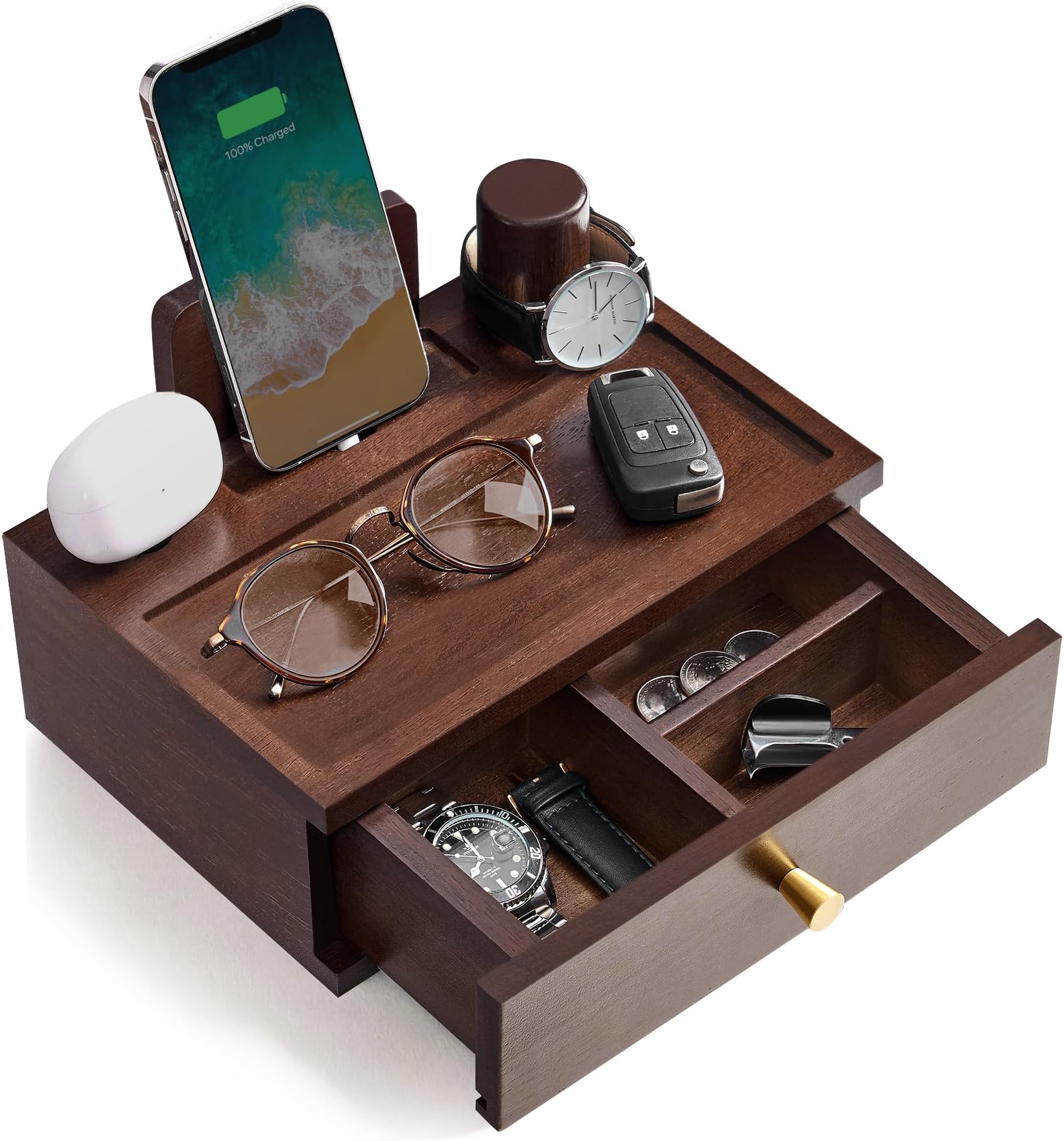 Amazon.com - SolaJoy Solid Wood Nightstand Organizer, Docking Station ...
