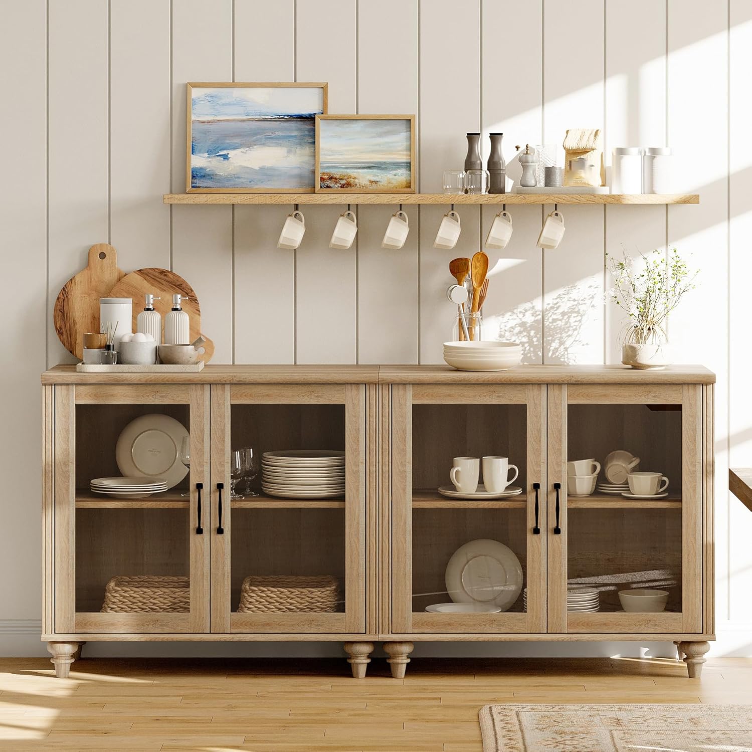 Amazon.com - WAMAPT Sideboard Buffet Cabinets with 4-Glass Door ...