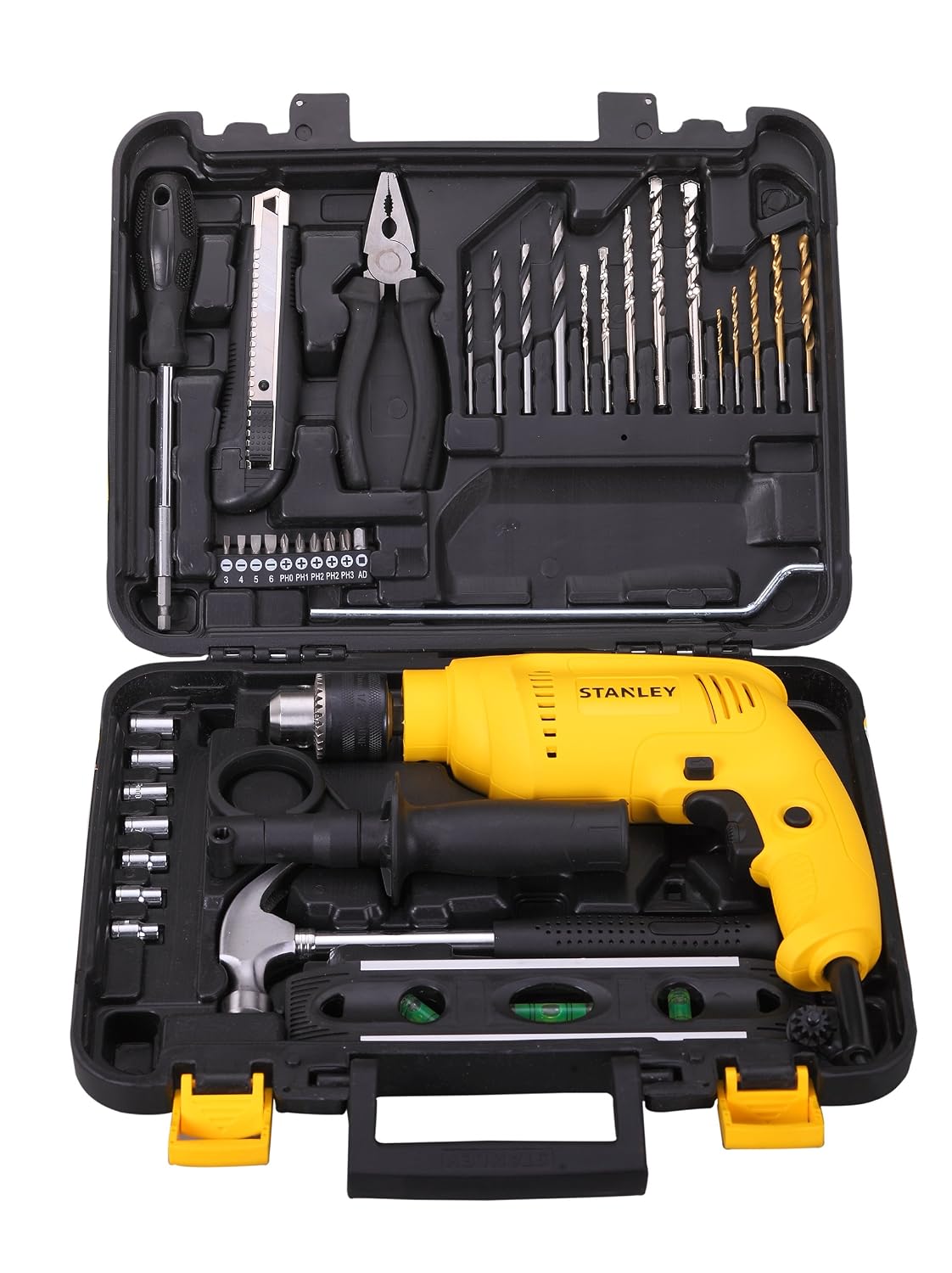 STANLEY SDH600 600-Watt Impact Drill Machine Kit (Yellow, 35-Pieces ...