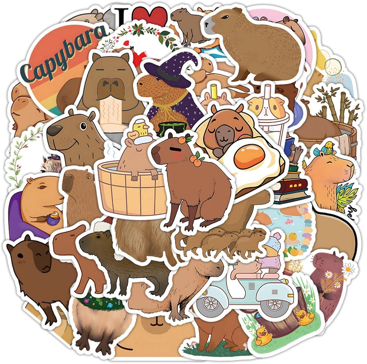 Capybara Sticker,Cute Cartoon Animals Pet Waterproof Labels | Capybaras ...