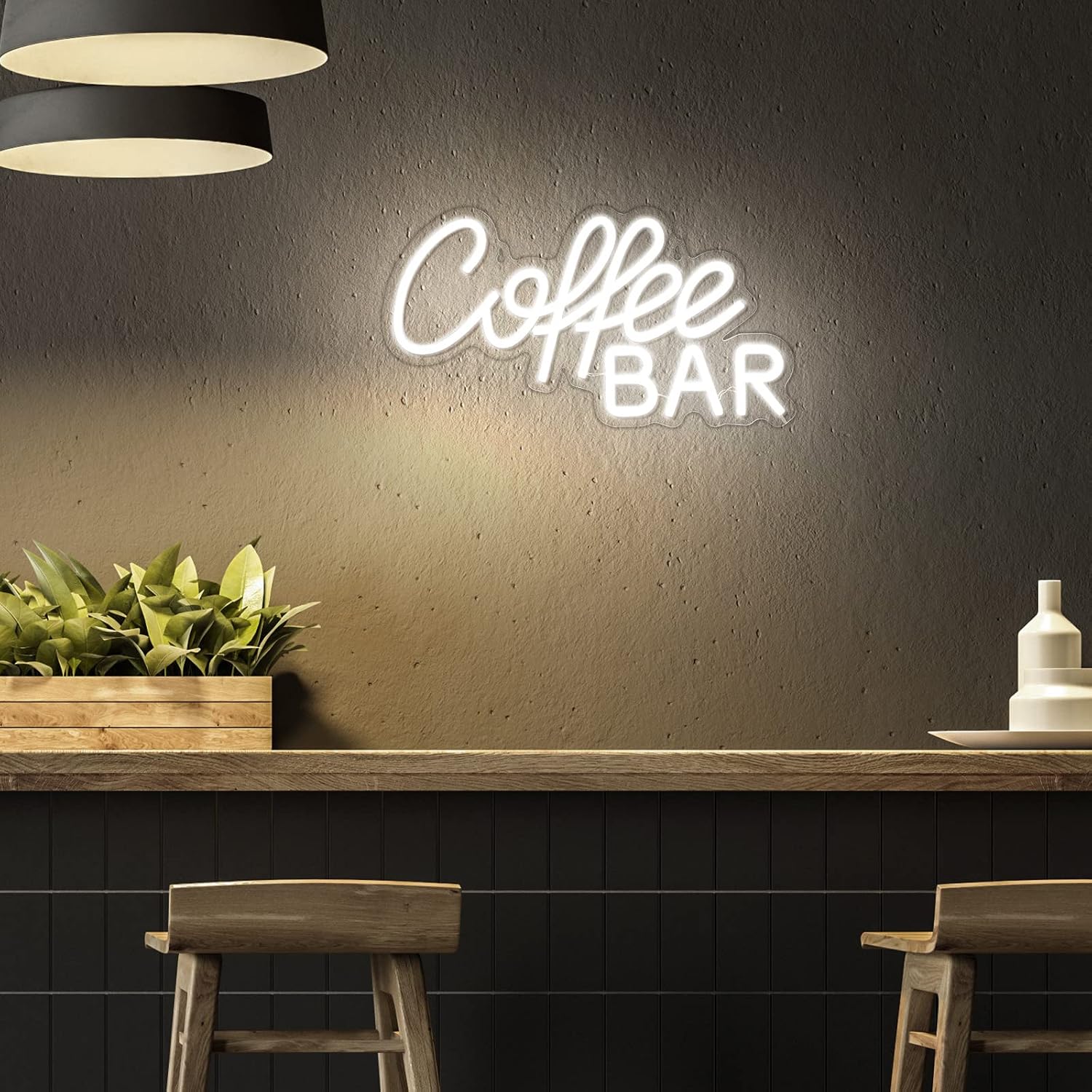 Letrero de neón de café para decoración de pared luces LED blancas ...