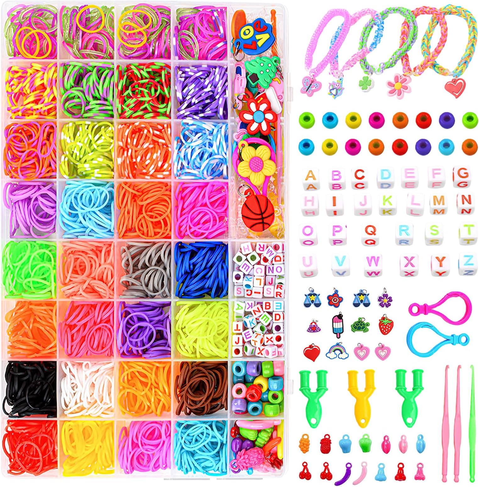 Kit de Pulseras,2500 Gomas Kit para Hacer Pulseras,con Cuentas de ...