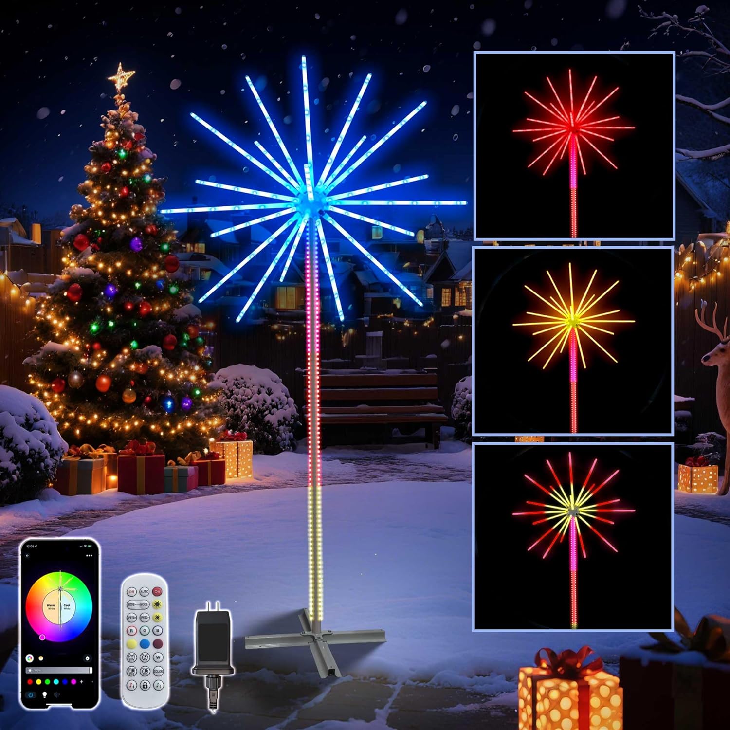 Fireworks Led Lights Outdoor, 12 FT 352 LED Firework Lights Smart Color ...