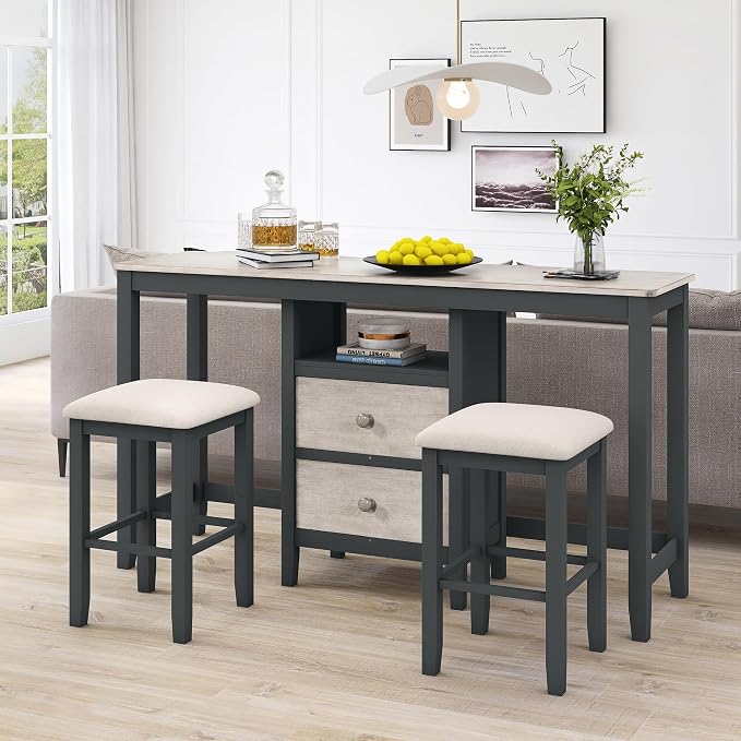 Amazon.com - RuiSiSi 3 Piece Dining Table Set for Small Space Extra ...