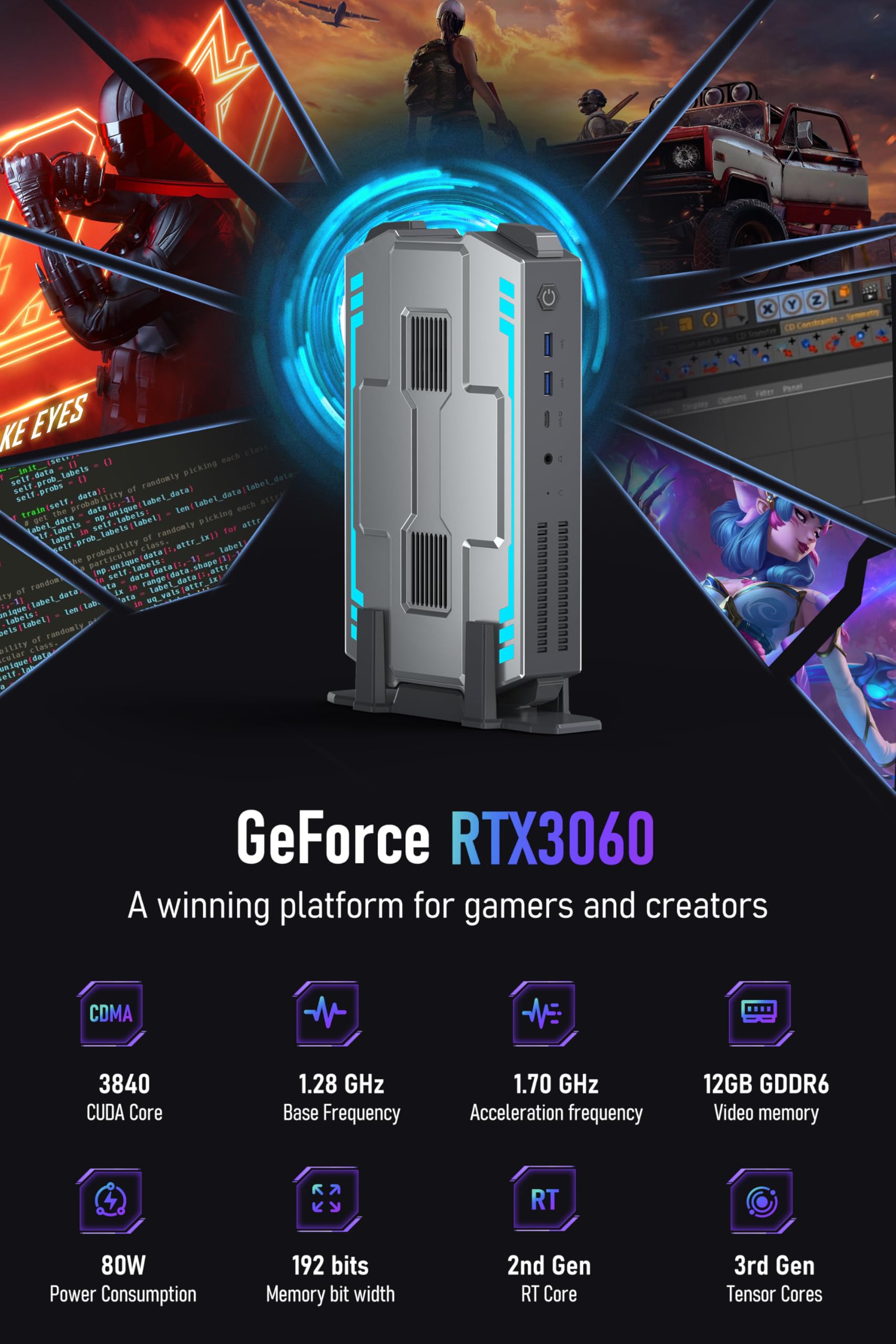 Snapklik.com : FUNYET Mini Gaming PC,Win 11 Pro Desktop Computer,Tower ...