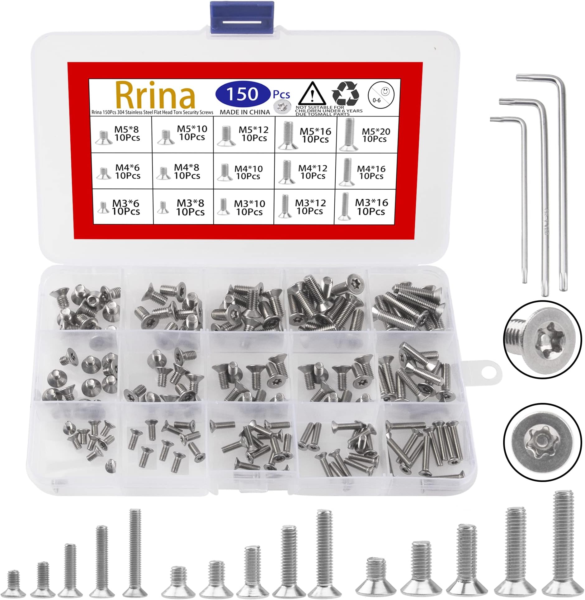 Amazon.com: M2.5(Thread Dia. 2.5mm) Torx Flat Head Machine Screws ...