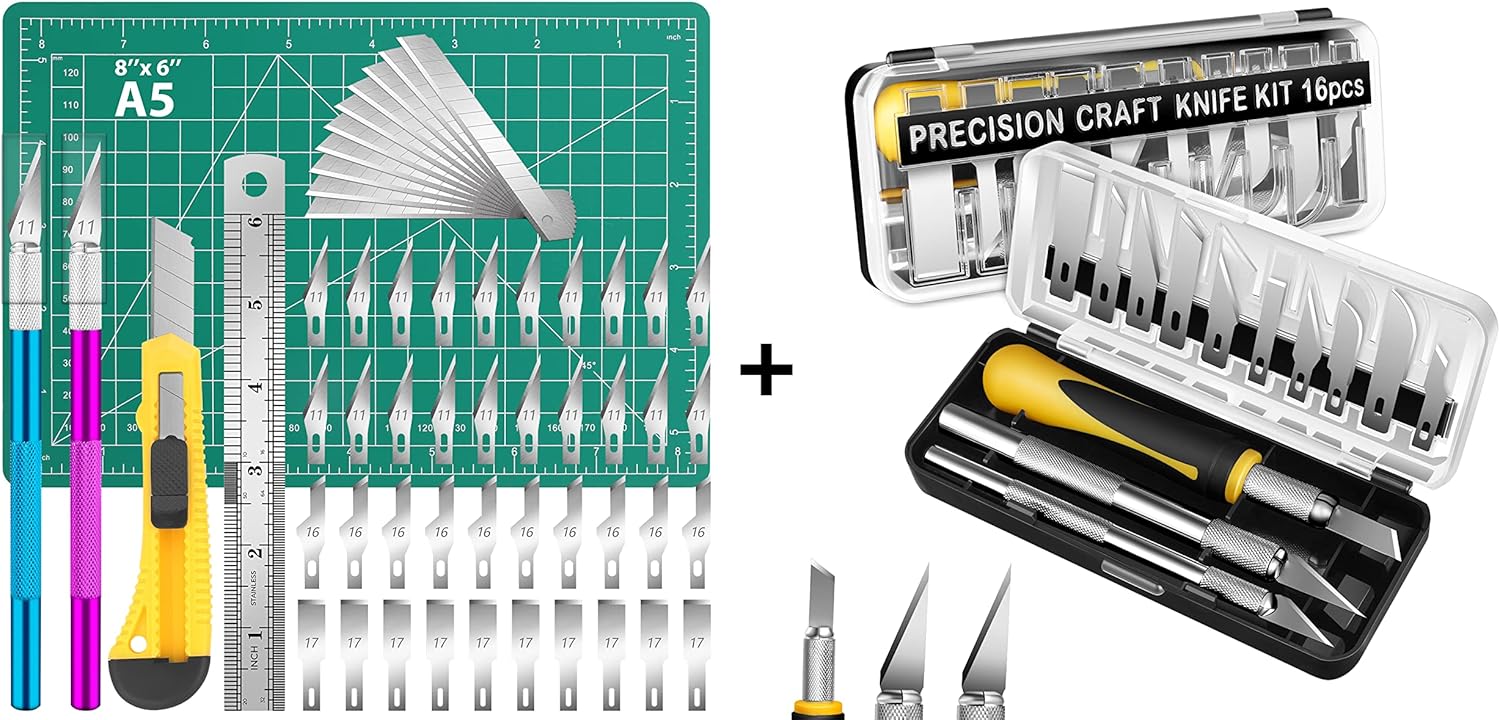 Amazon.com: DIYSELF 55 Pcs Exacto Knife Kit and 16Pcs Craft Knife Set ...