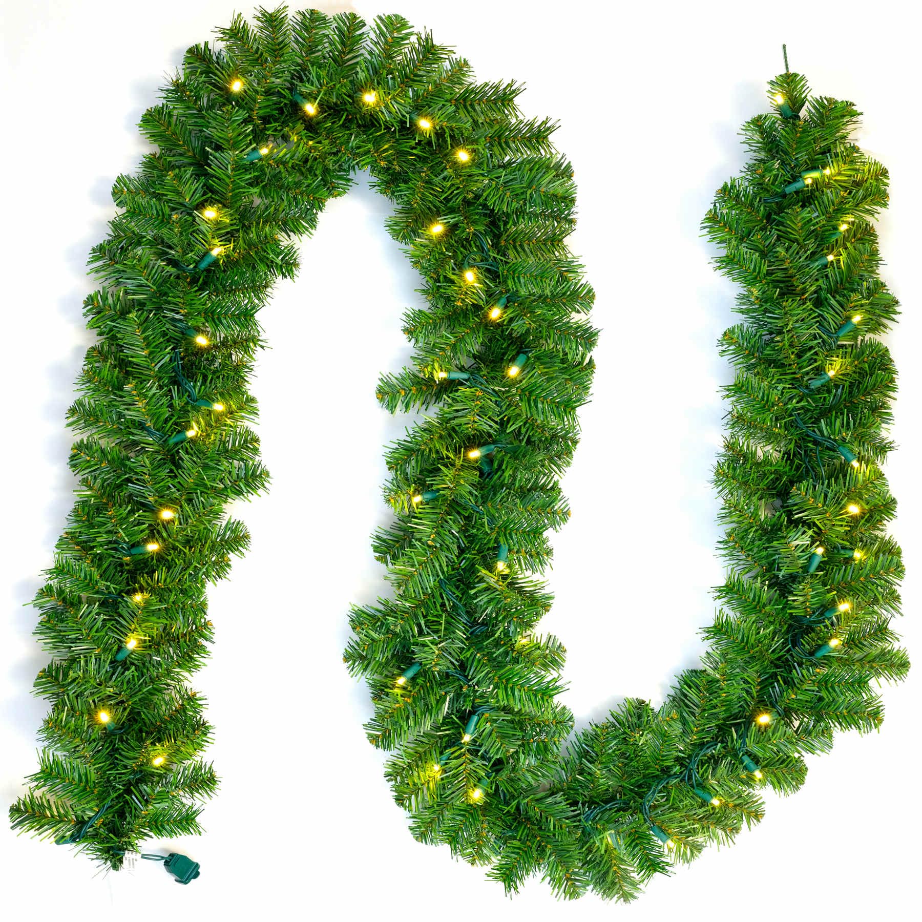 Amazon.com: SWEET SHINE 9 Feet Christmas Garland with 50 Count Warm ...