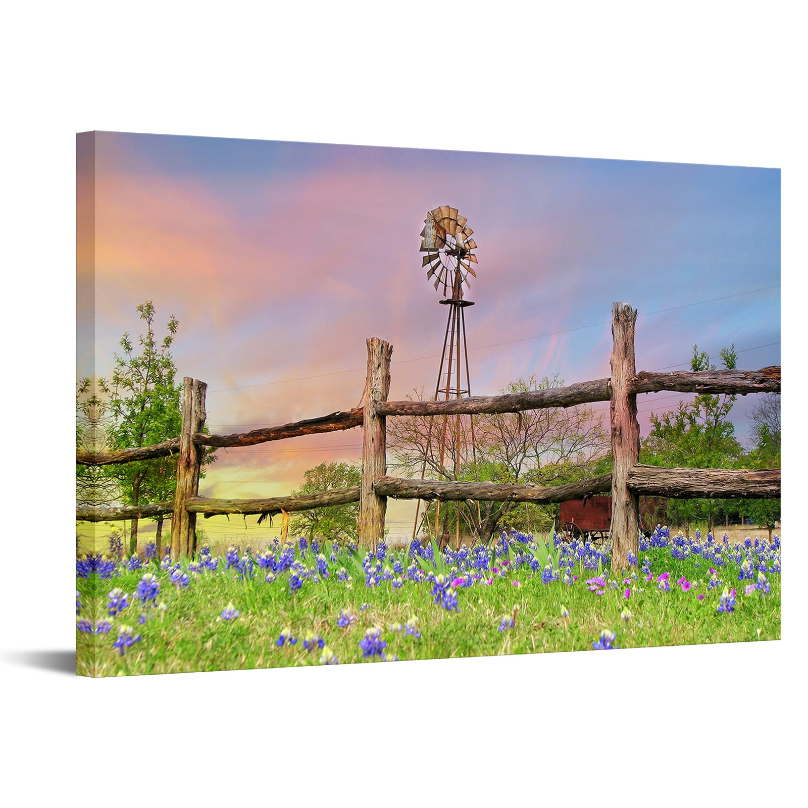 Amazon.com: Conipit Texas Landscape Wall Art Rustic Windmill Artwork ...