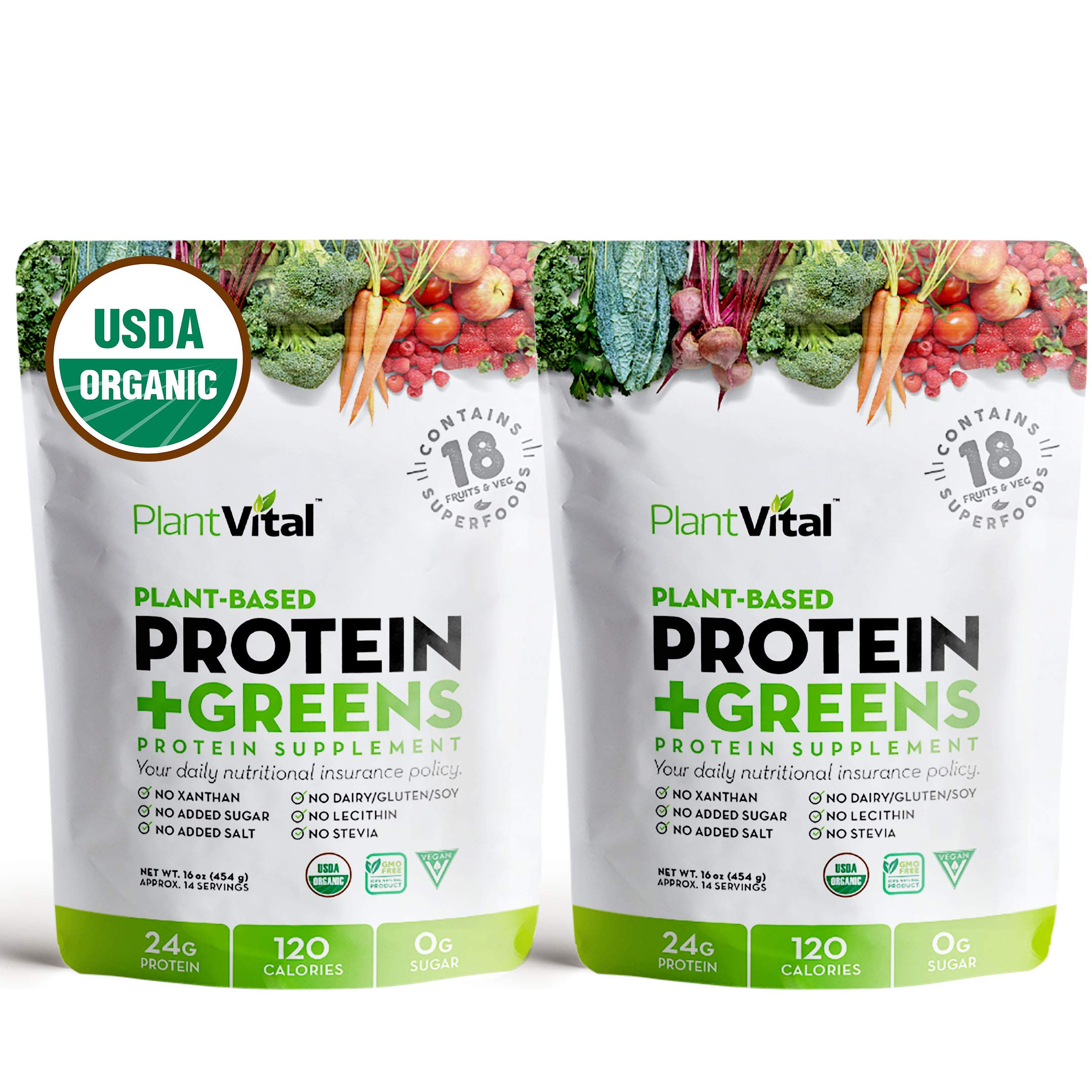 Amazon.com: Plantvital Unflavored Organic Vegan Protein Powder - 18 ...