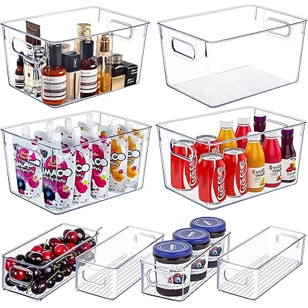 Snazzy Clear Plastic Fridge Storage Organizer Bins Pantry Cabinet ...