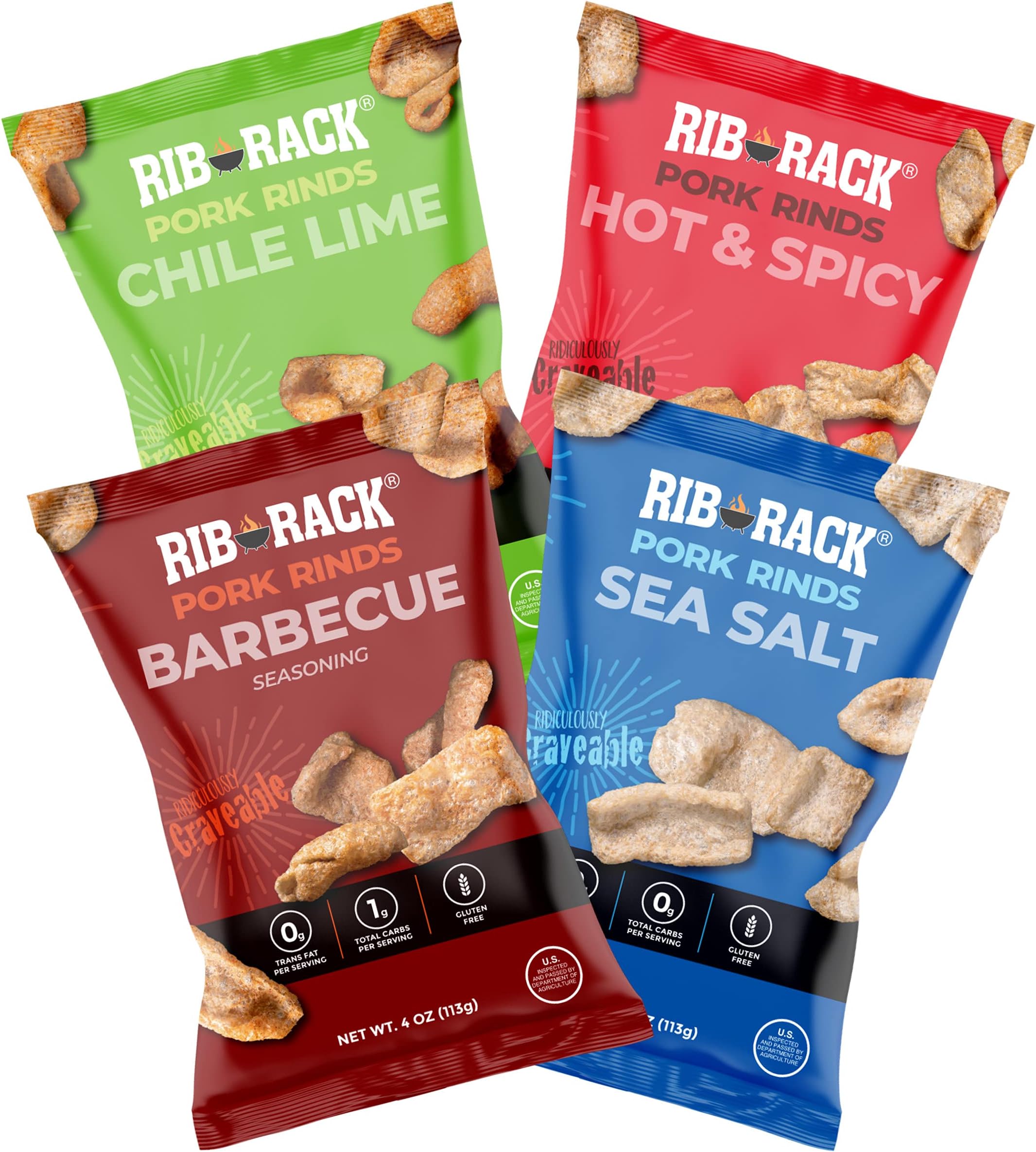 Amazon.com: Utz BBQ Pork Rinds (3, 5oz bags) - Variety Pack - Light and ...