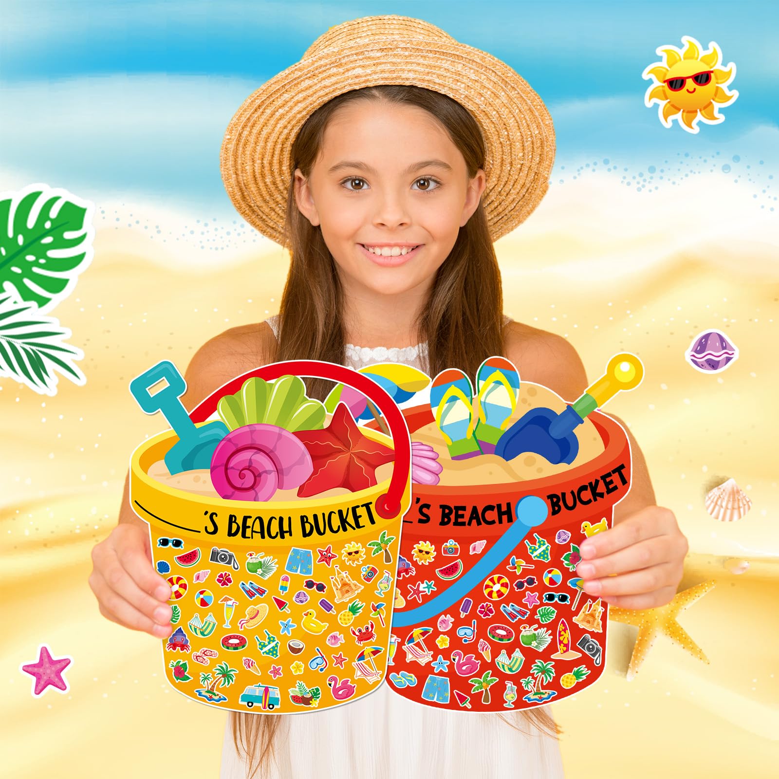 Snapklik.com : Funrous 24 Sets Summer Bucket DIY Craft Kits 10.2x11.8 ...